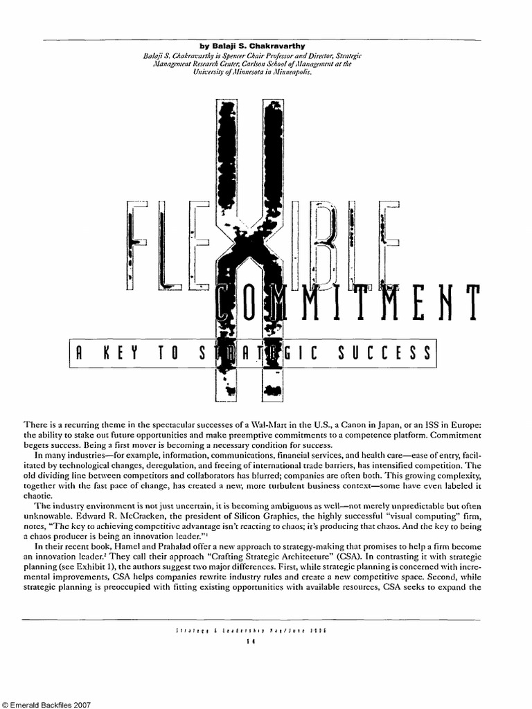 Flexible Commitment - A Key To Strategic Success | PDF | Strategic Planning