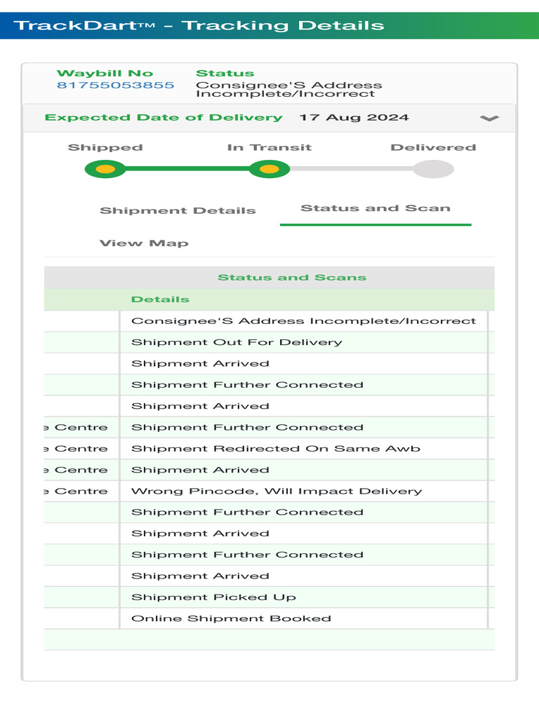 TrackDartResultThirdParty - Bluedart | PDF