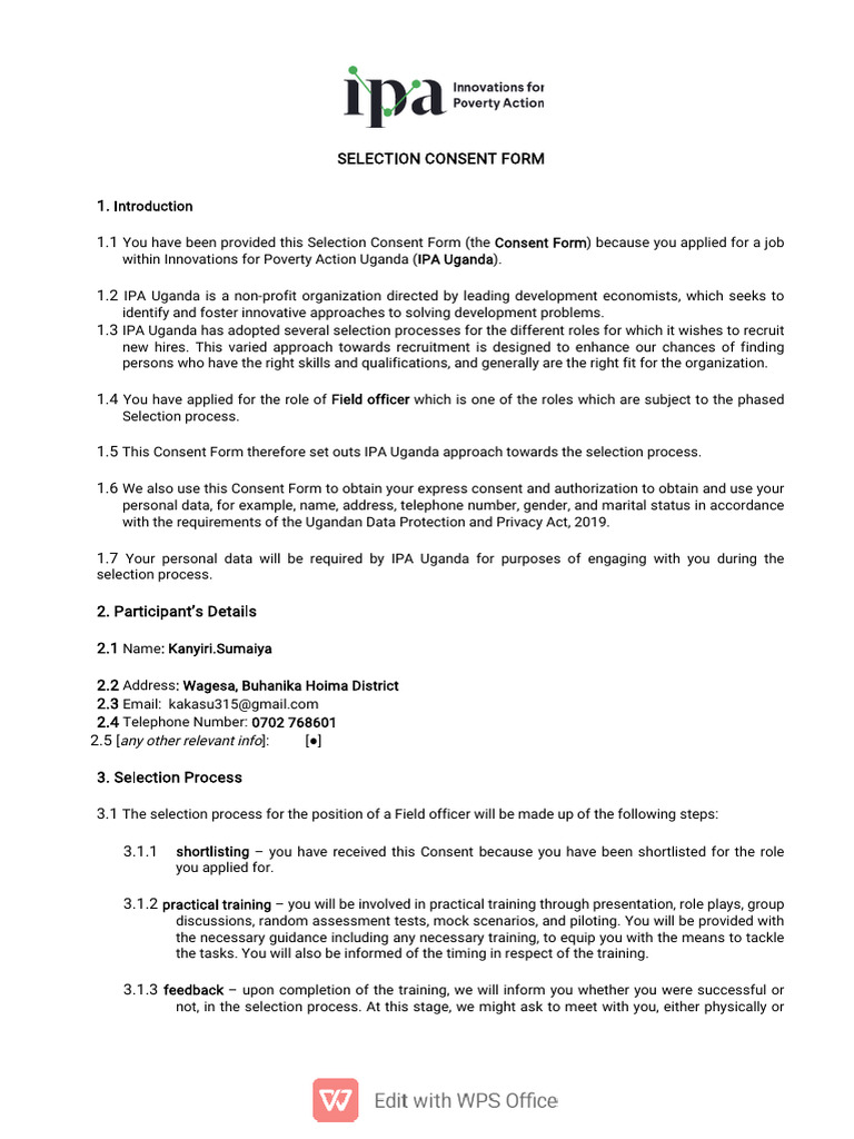Kanyiri - Irc Selection Consent Forms | PDF | Uganda | Taxes
