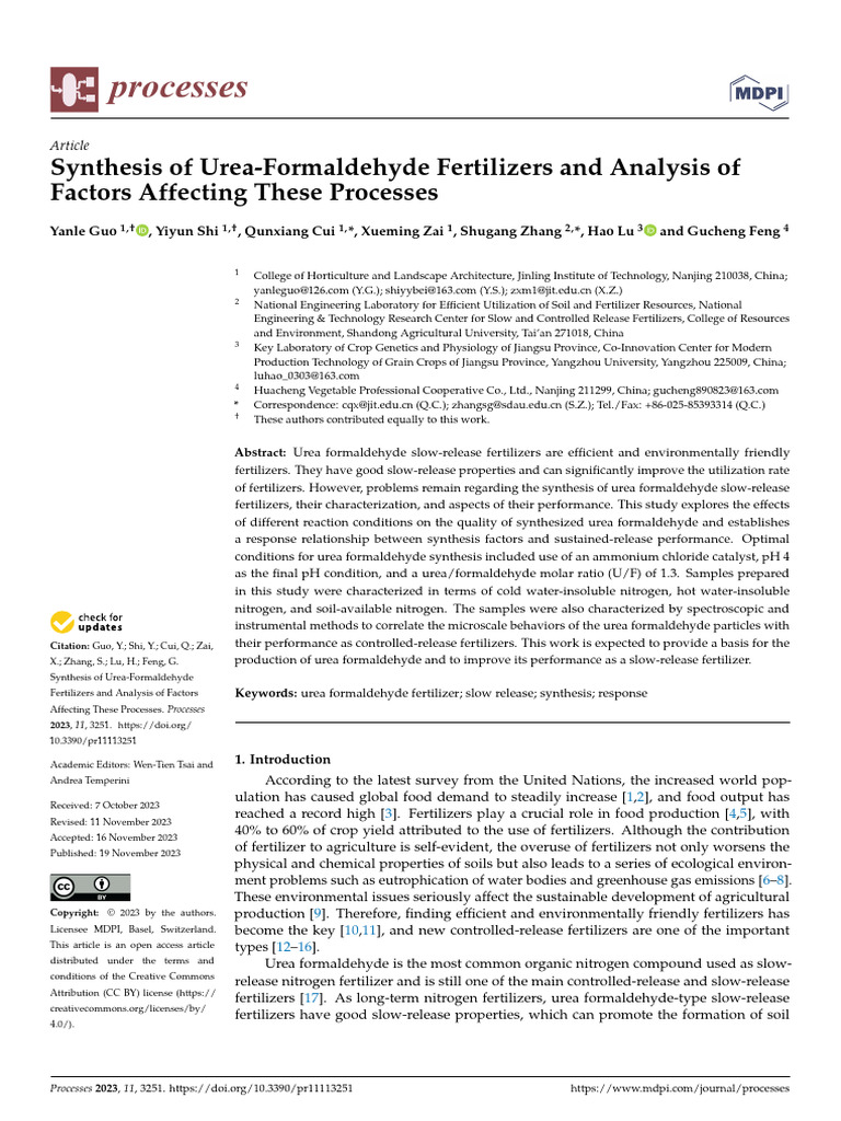 Synthesis of Urea-Formaldehyde Fertilizers and Ana | PDF | Fertilizer ...