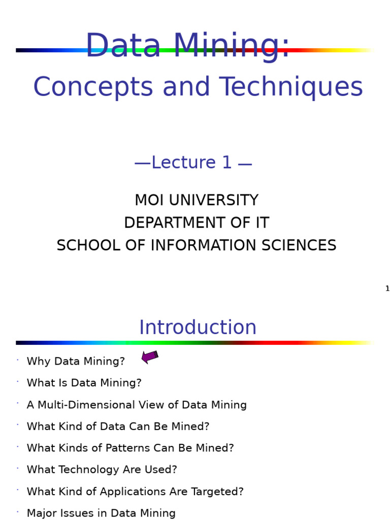 Inf 444e - Datamining N Advanced Databases Introduction 2019 | PDF | Data Mining | Data