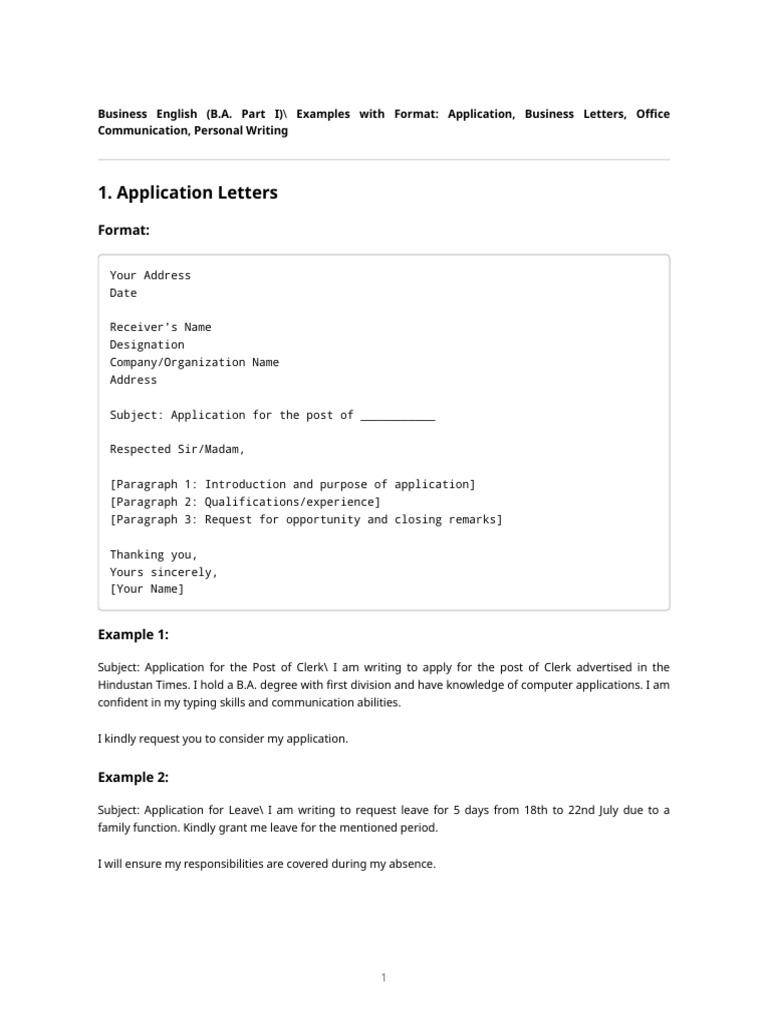 Business English Formats | PDF