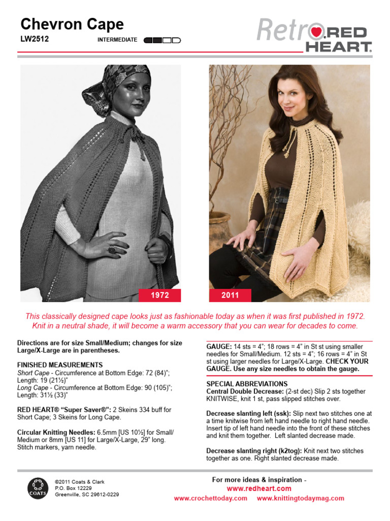 Red Heart - Chevron Cape in Super Saver (Downloadable PDF | PDF ...