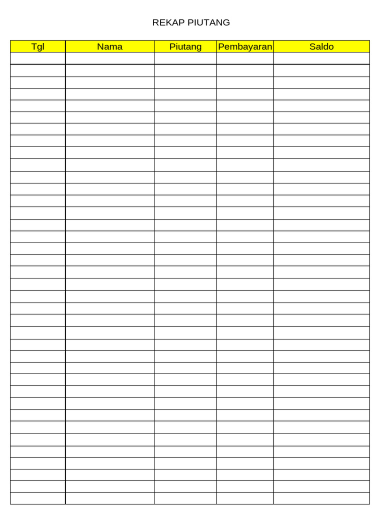 Form Rekap Piutang | PDF