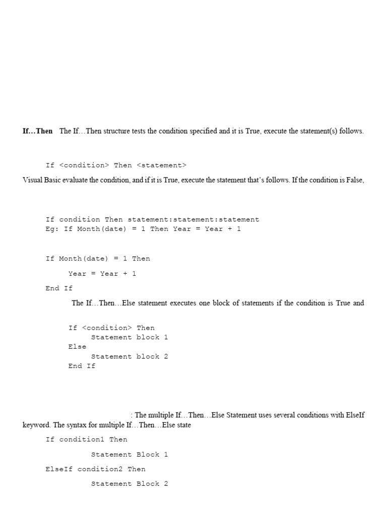 Control Flow Statements in Visual Basic | PDF | Control Flow | Software Development