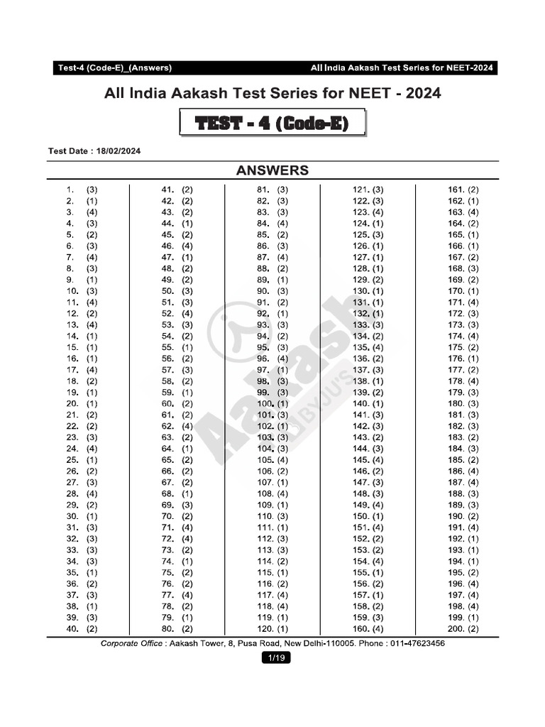 AIATS 2024 RM Test 04 Code E 18 02 2024 Sol Final | PDF