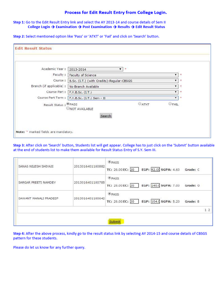 Process For Edit Result Entry | PDF