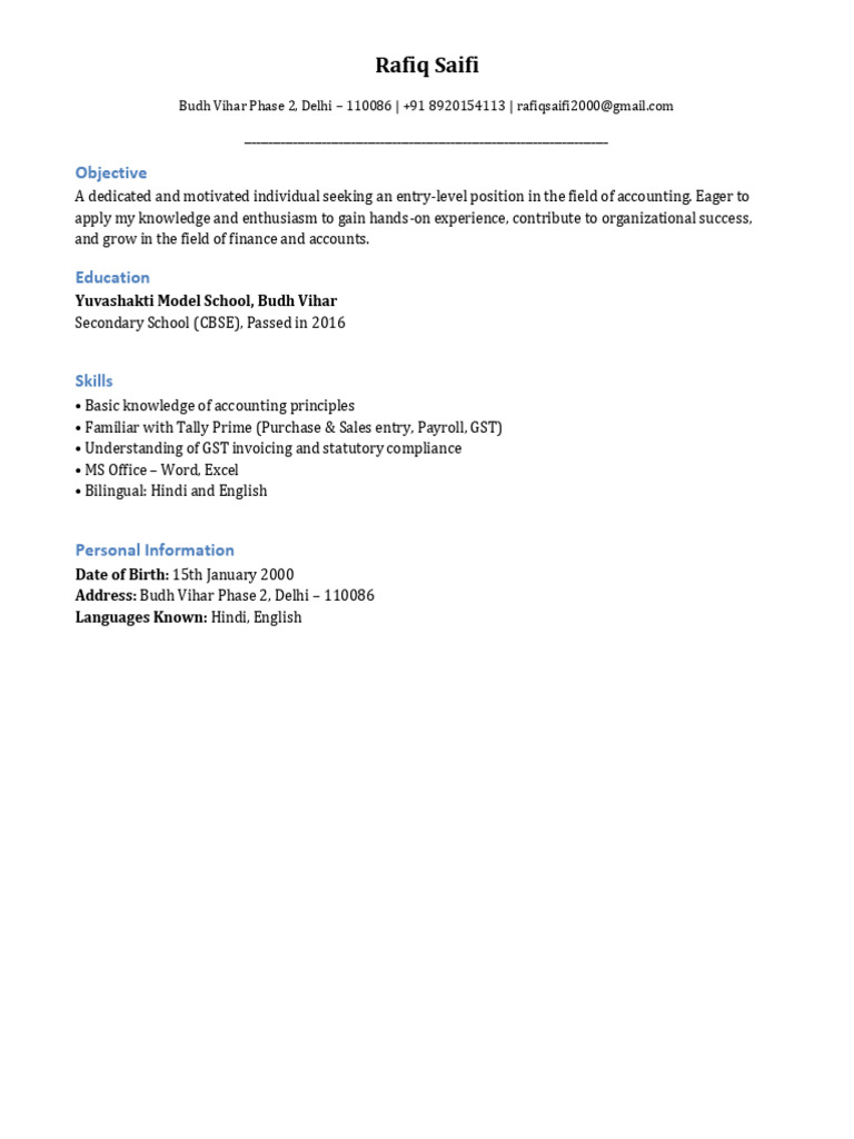 Rafiq Saifi Resume | PDF