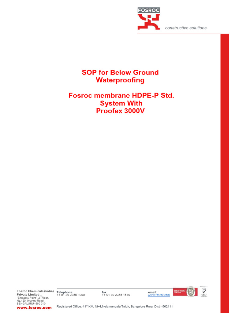 Fosroc HDPE-P & Proofex 3000V SOP | PDF | Concrete | Adhesive
