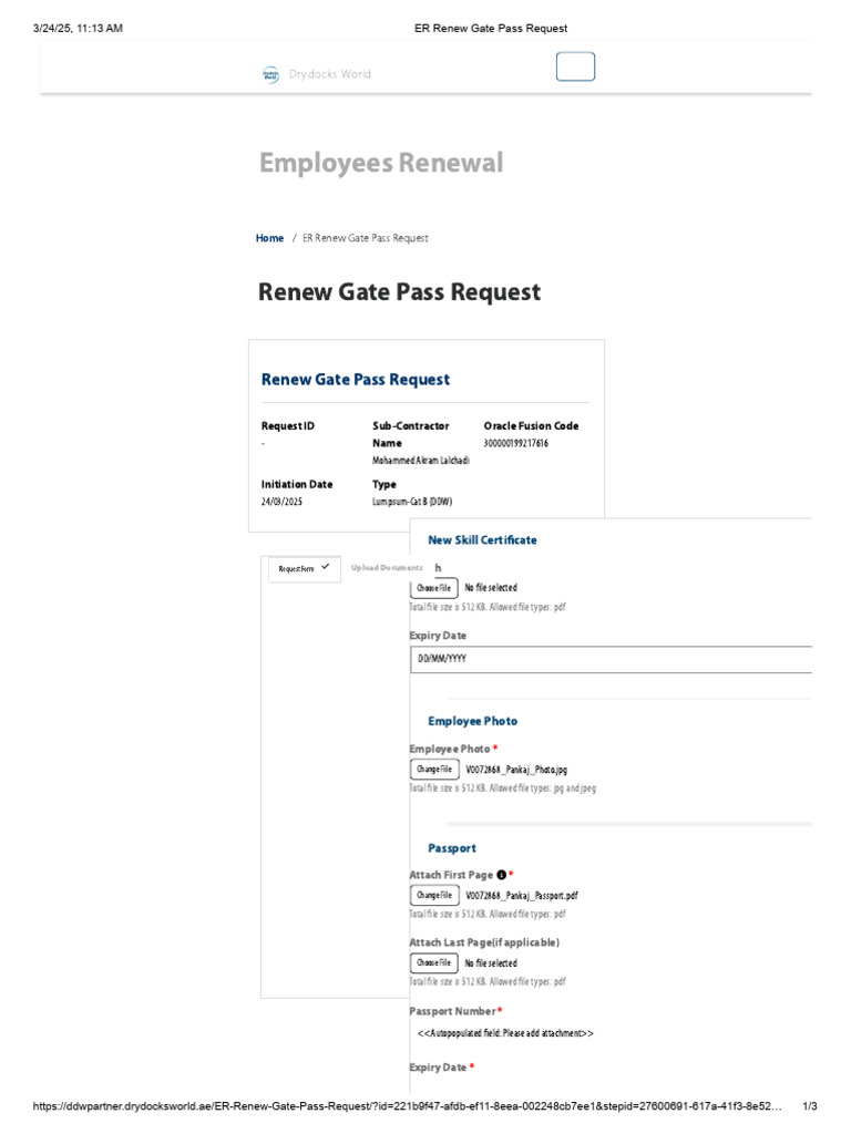 ER Renew Gate Pass Request - Pankaj Singh | PDF | Government And Personhood