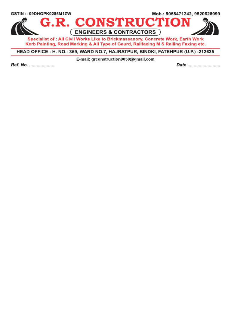 G.R. Construction Letter Head | PDF