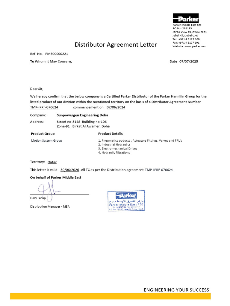 PME0000221 - Parker-SunPower-Gen Engineering Doha | PDF