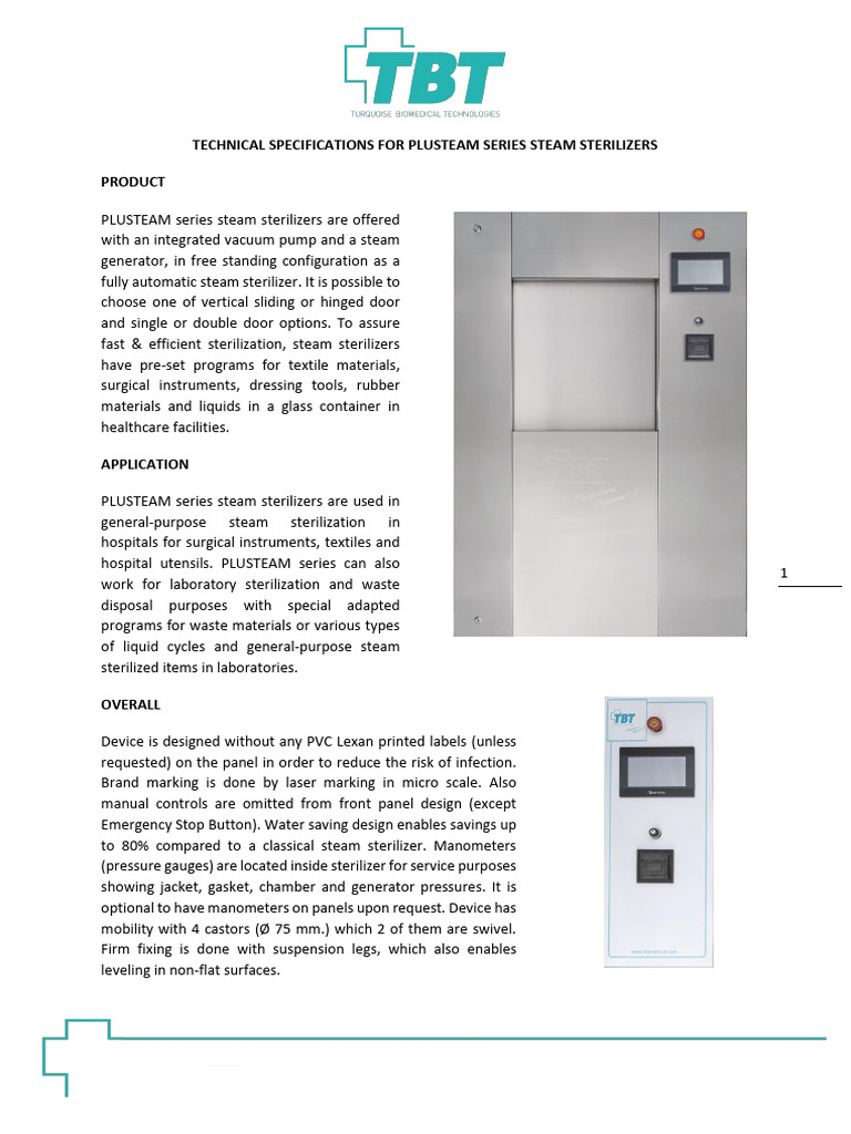 TBT - PLUSTEAM 511001 - 511048 - Steam Sterilizer Datasheet en 007 ...