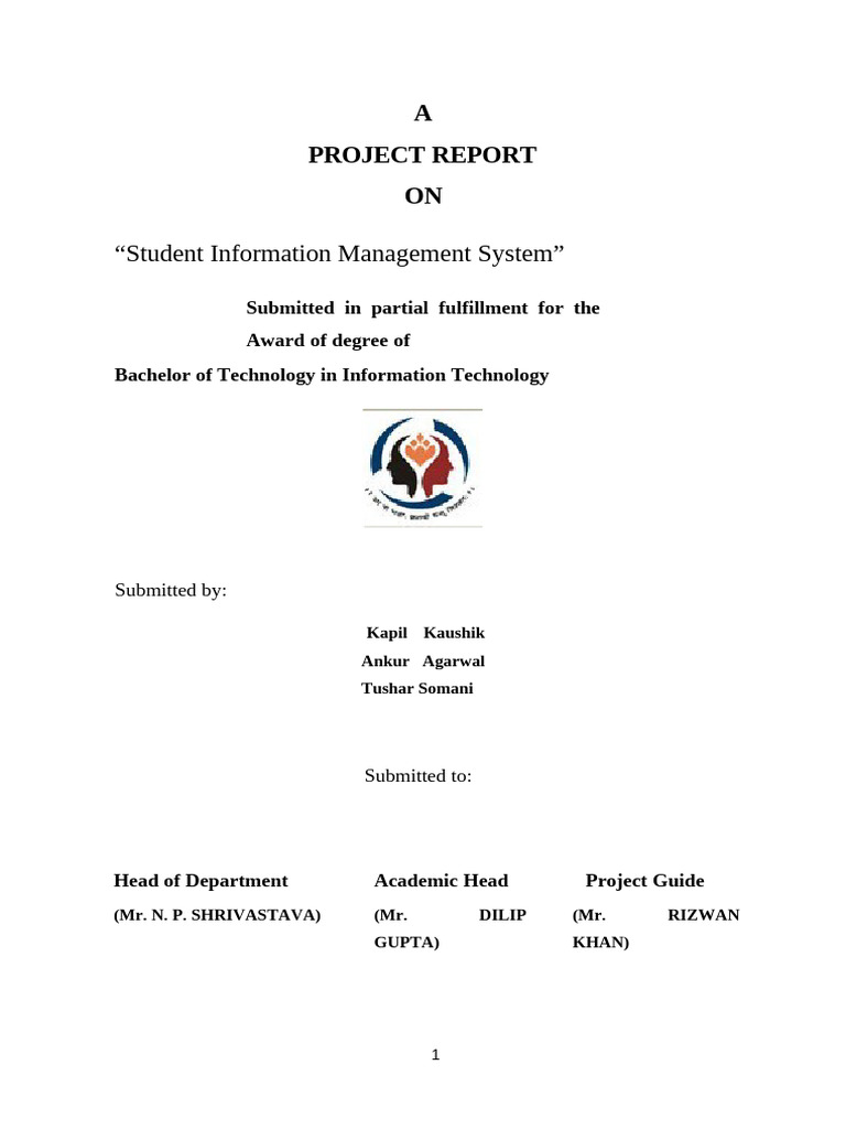 Project Report On Student Information Management System PHP Mysql | PDF | Php | World Wide Web
