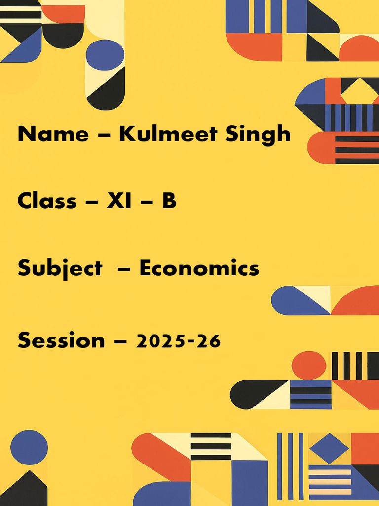 Name Kulmeet Singh Class XI B Subject Economics | PDF