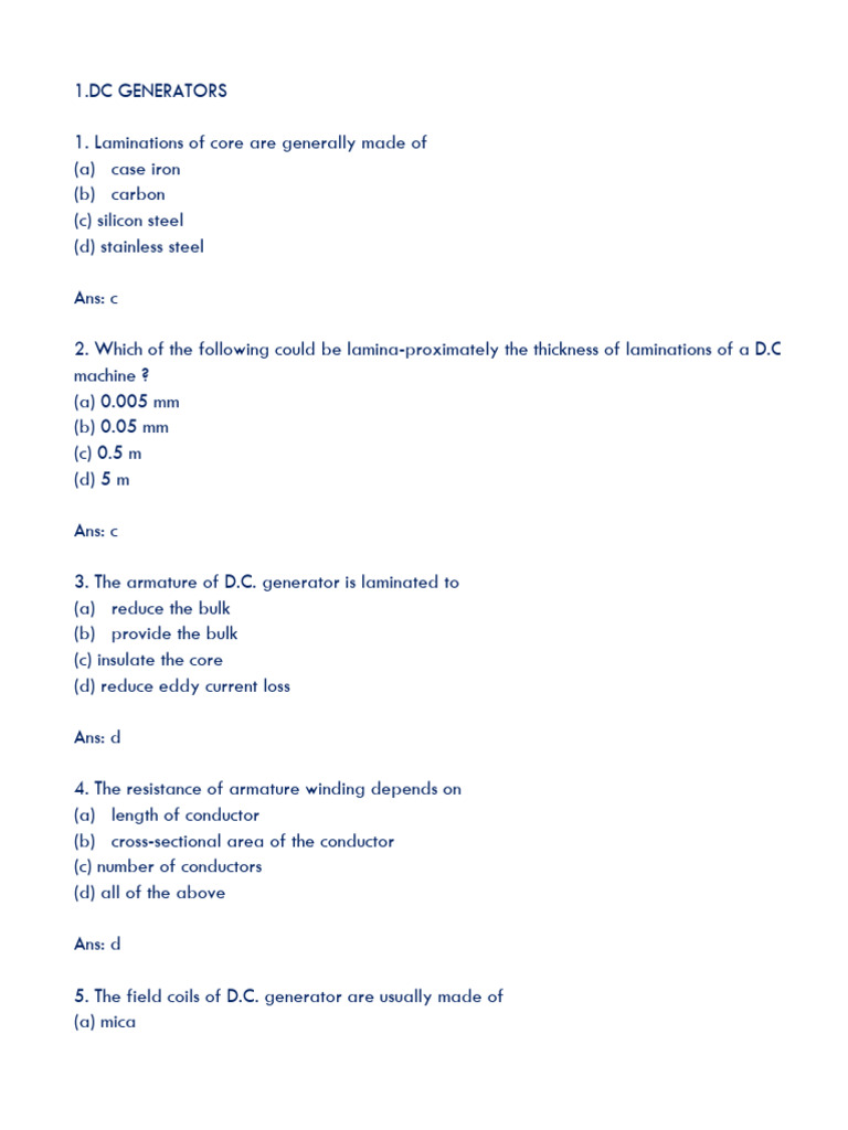 Electrical Machines Ques. Bank | PDF | Electric Motor | Electric Generator