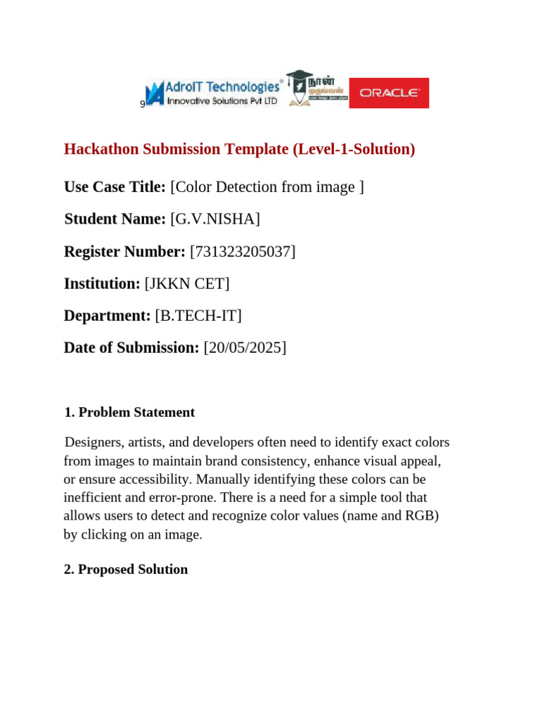 Hackathon Submission Template (NISHA) | PDF | Information Technology ...