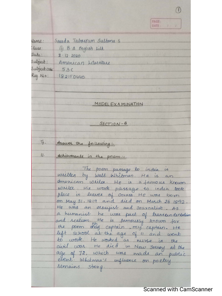 American Literature Model Exam | PDF