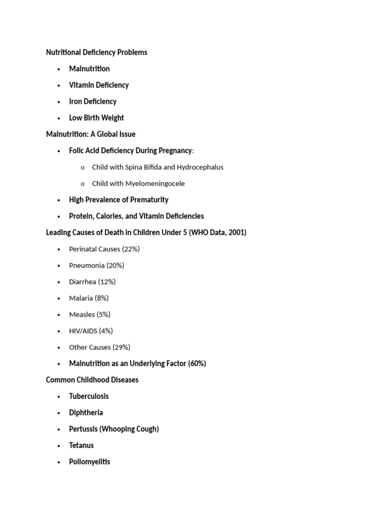 Addressing Nutritional Deficiencies in Children | PDF | Malnutrition ...