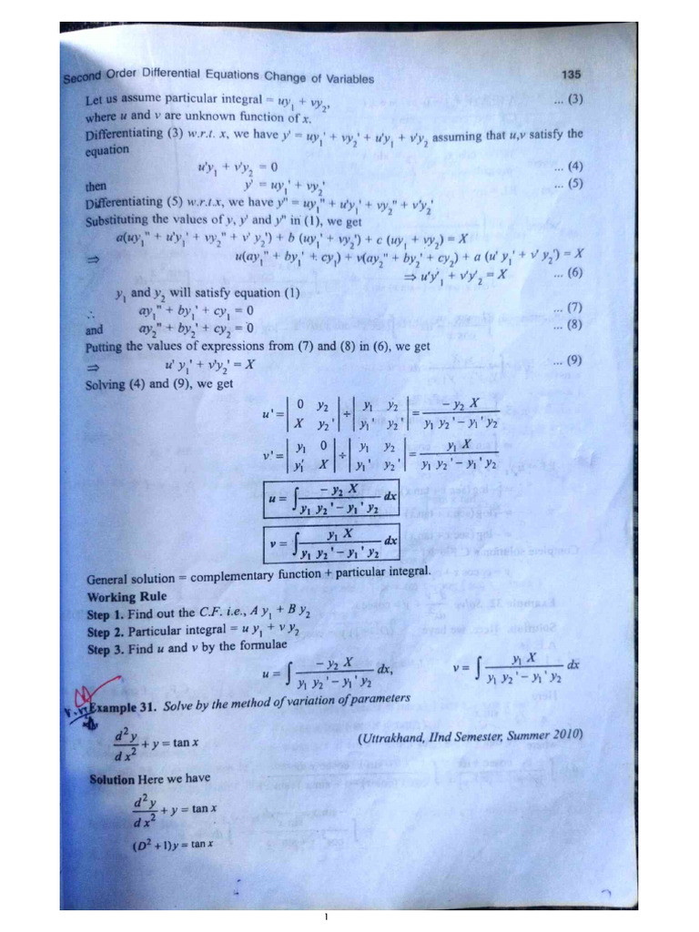 Second Order Differential Equations | PDF