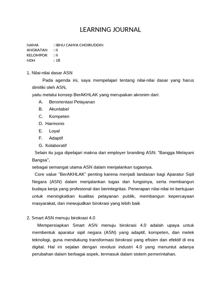 Learning Journal | PDF