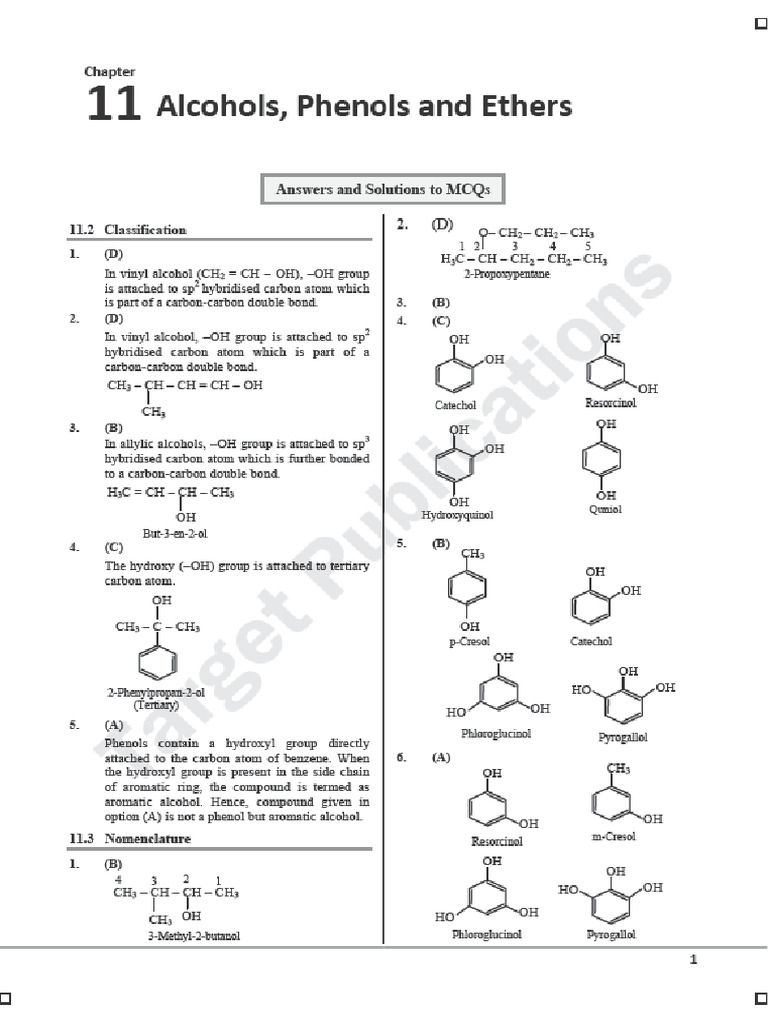 MHT-CET PSP - Chemistry - Solutions For Questions From 1999 To 2021 of The Chapter Alcohols ...