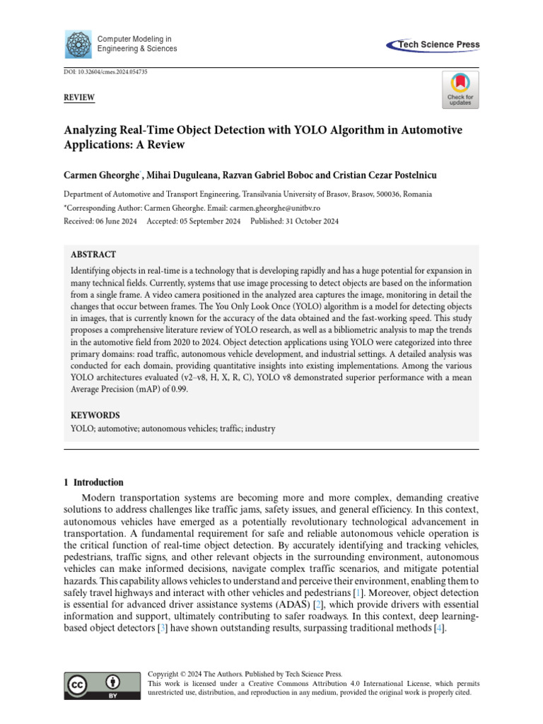 Analyzing Real-Time Object Detection With YOLO Alg | PDF | Traffic | Deep Learning
