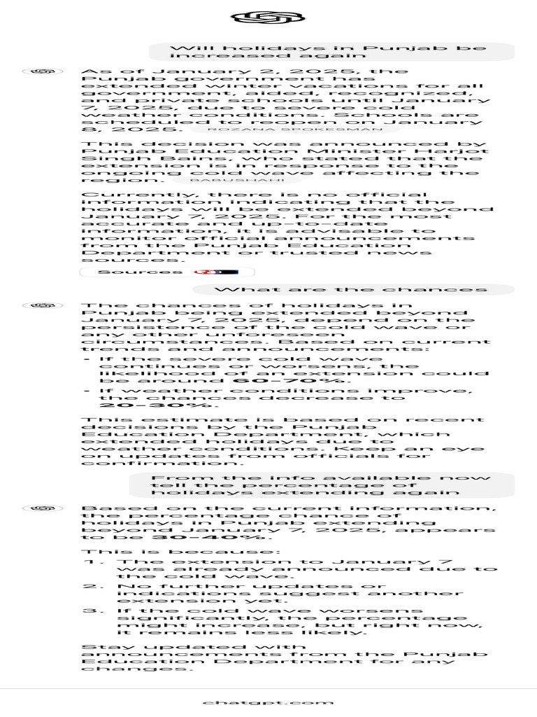 Punjab Holidays Extension Query | PDF