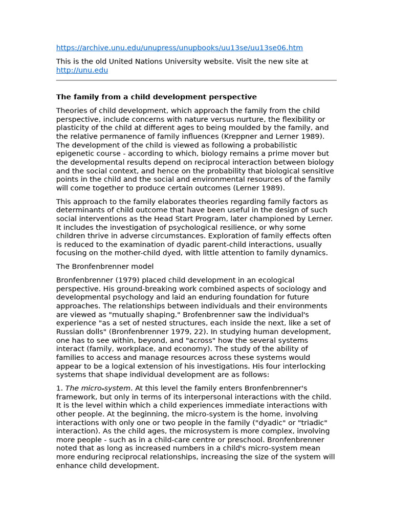 The Family From A Child Development Perspective | PDF | Child ...