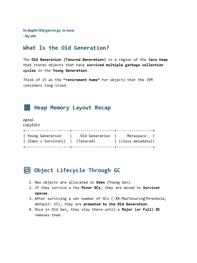 Understanding Old Generation in Java GC | PDF