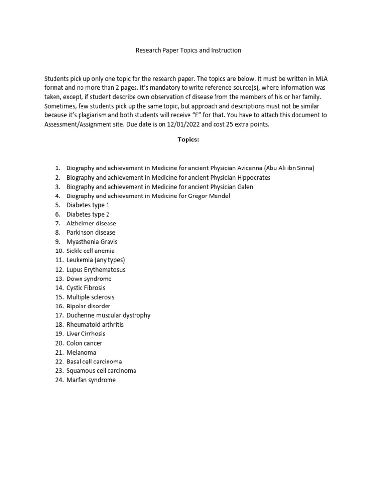 Research Paper Topics and Instruction | PDF