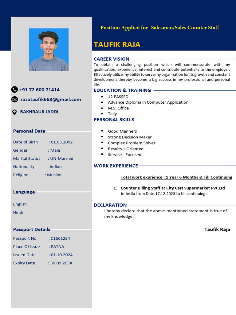 Taufik Raja Biodata | PDF