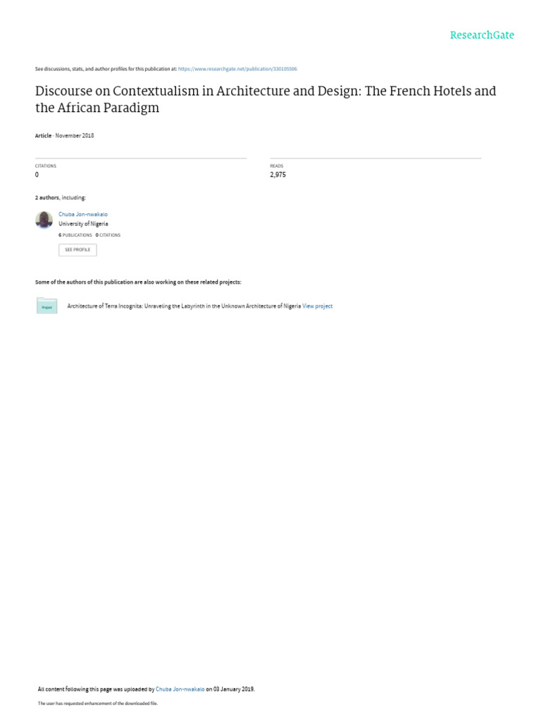 Discourse On Contextualism in Architecture and Design: The French ...