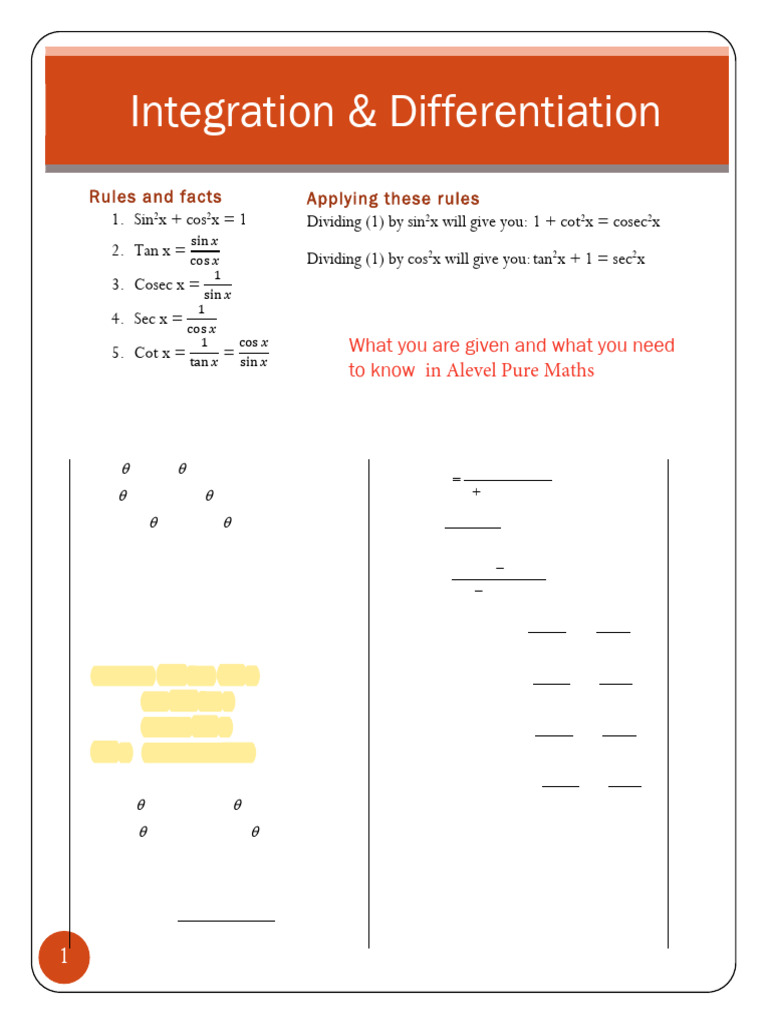 ALEVEL - Integration & Differentiation | PDF | Trigonometric Functions ...