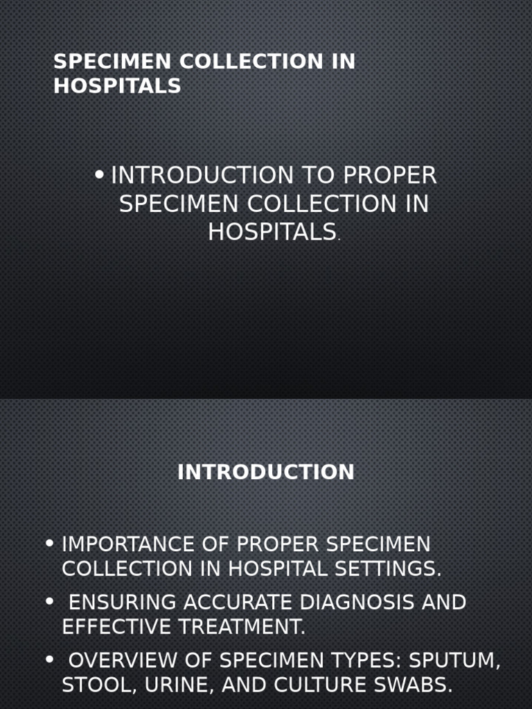 Specimen Collection Presentation | PDF | Infection | Immunology