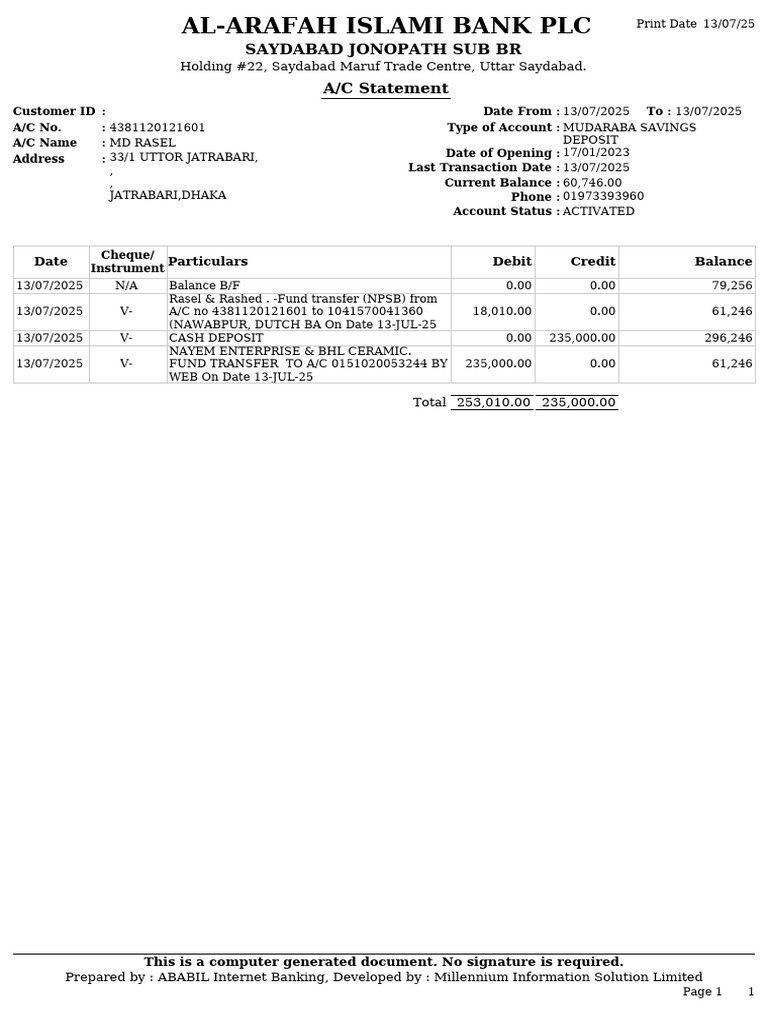 DEPOSIT Account Statement Amr 2025-07!13!17!55!15 567385Al-Arafah ...