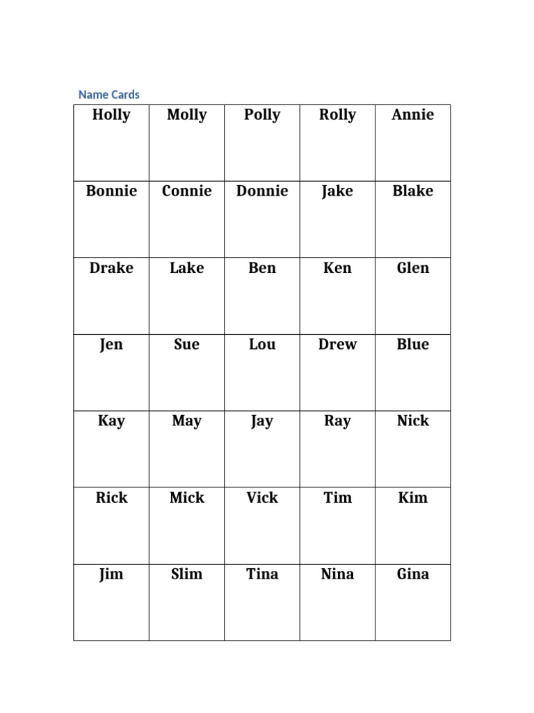 Name Cards 6x3cm | PDF
