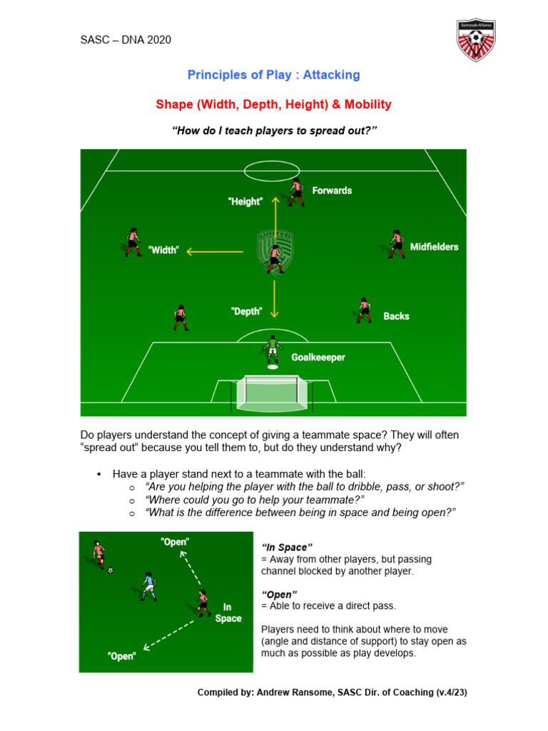 Principles of Play Attacking PDF | PDF | Forward (Association Football) | Defender (Association ...