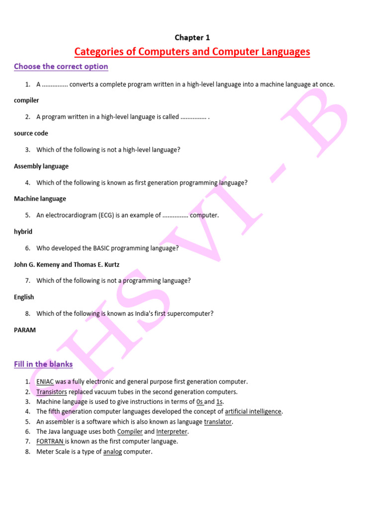 Chapter 1 Categories of Computers and Computer Languages | PDF | Programming | Computer Program