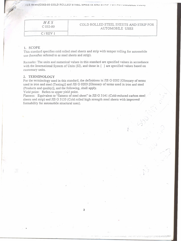 JSC270C Steel Specifications for Autos | PDF | Yield (Engineering ...