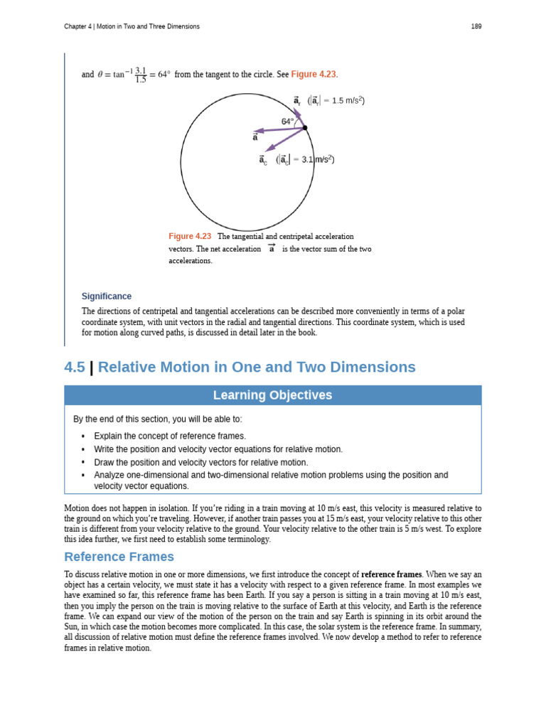 UP1 4.5. Relative Motion in One and Two Dimensions Pg189 194 | PDF ...