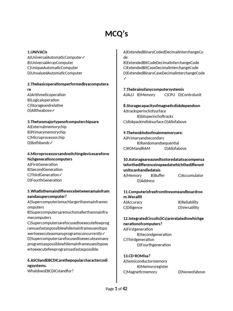 .600 MCQ Computer Fundamentals - 1731422795000 | PDF | Ebcdic ...