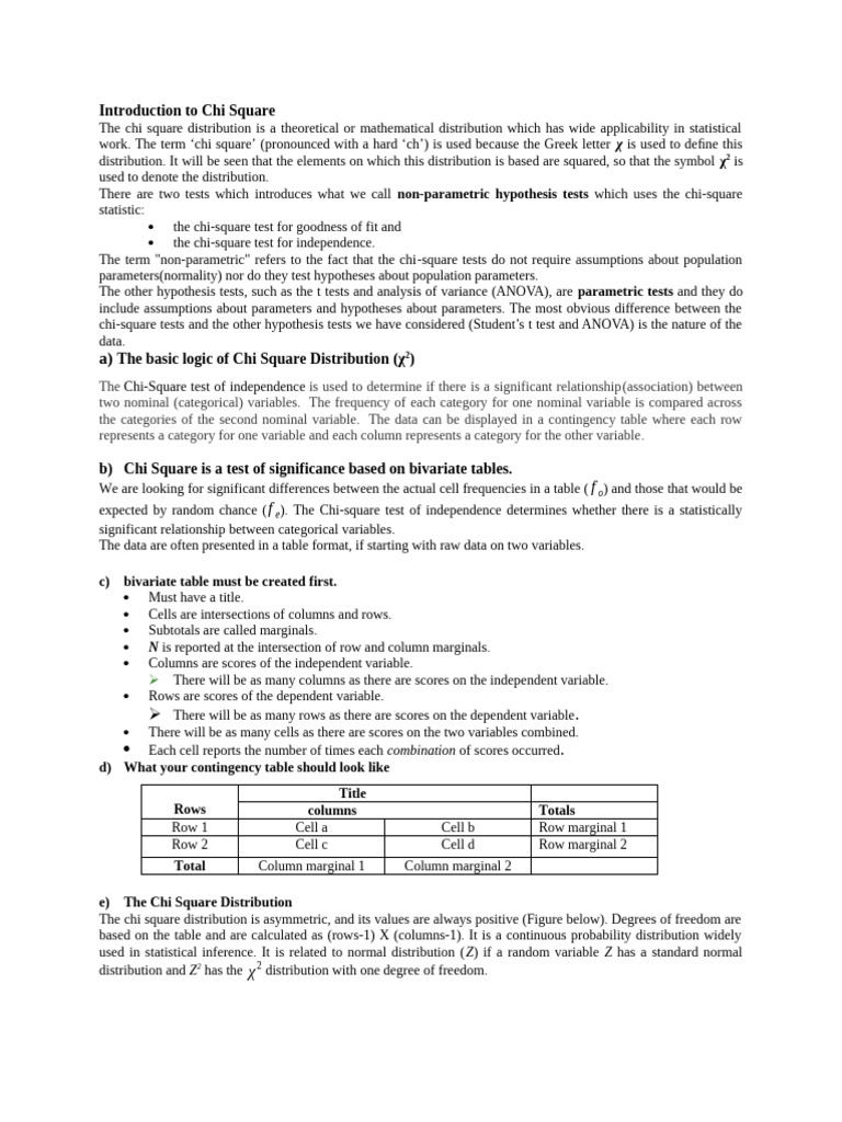 Chi Square Distribution Overview | PDF | Chi Squared Test | Chi Squared ...