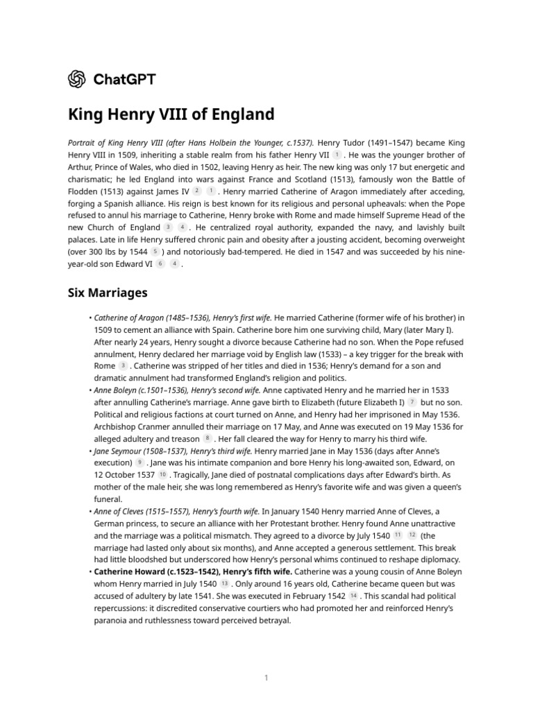 King Henry VIII of England | PDF | House Of Tudor | Tudor England