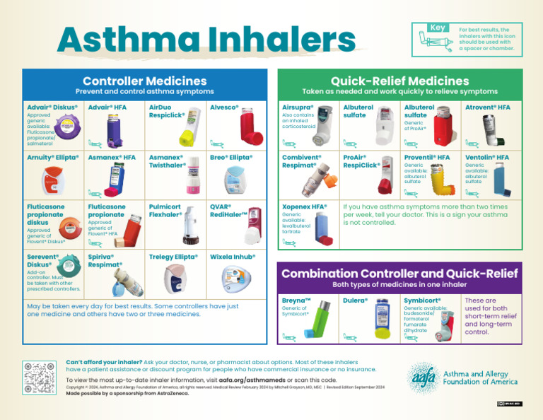 Asthma Inhalers Handout | PDF | Pulmonology | Drugs