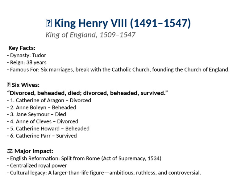 King Henry VIII Single Slide | PDF