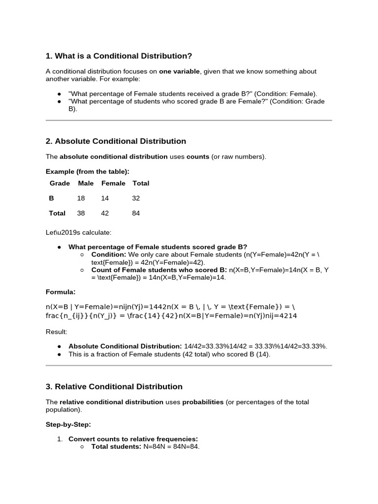 Absolute Vs Relative Conditional Distributions | PDF | Mathematics ...