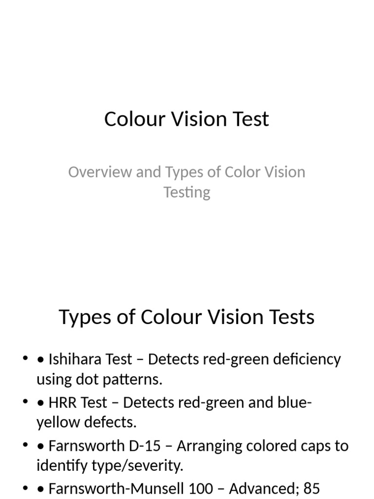 Understanding Colour Vision Tests | PDF
