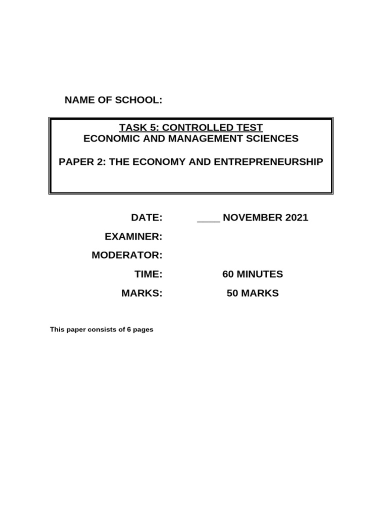 Grade 8 - Sample Paper - Nov 2021 p2 | PDF | Capital (Economics) | Multiple Choice