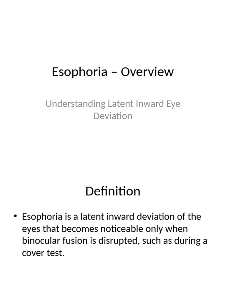 Understanding Esophoria: Definition & Symptoms | PDF